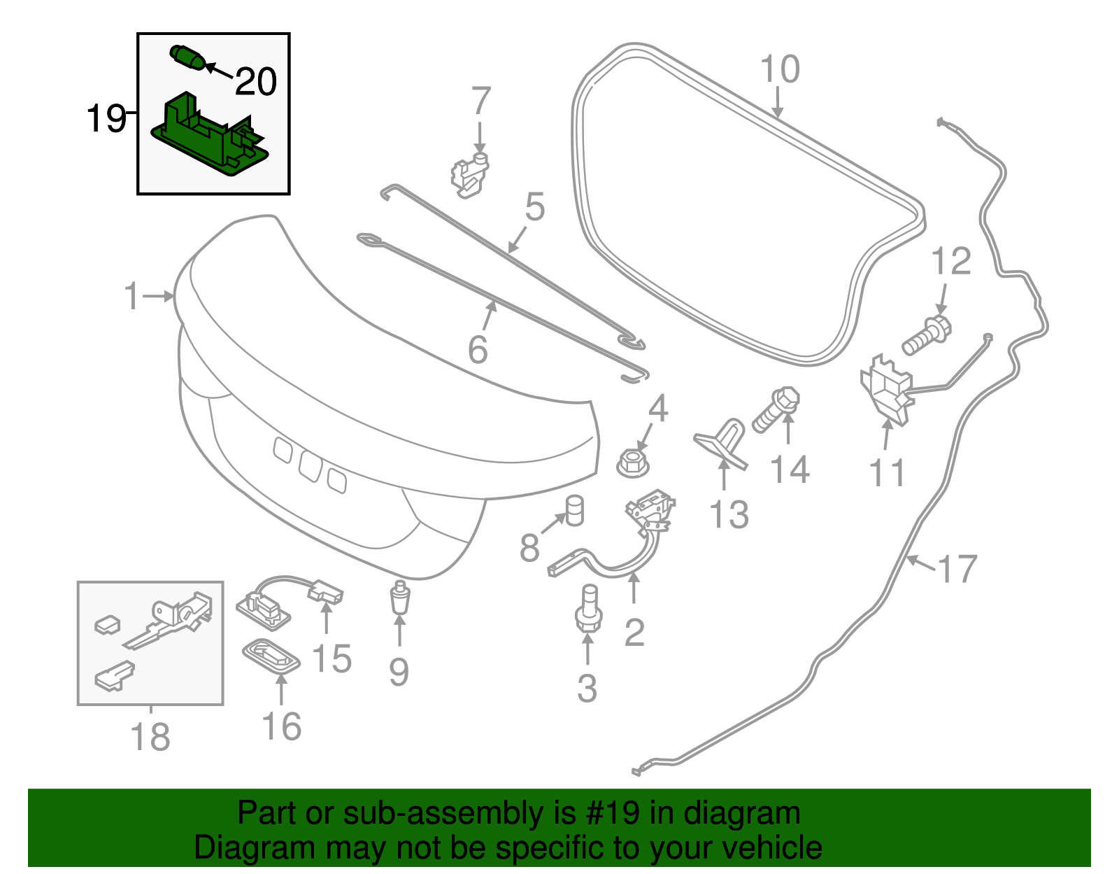 Genuine OEM Trunk Lamp Assembly Part# 92601-3M000 Fits 2009-2025 ...