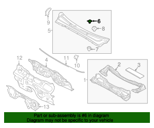 2008-2023 Subaru Cowl Grille Upper Retainer 91486KJ010 | Subaru Online ...