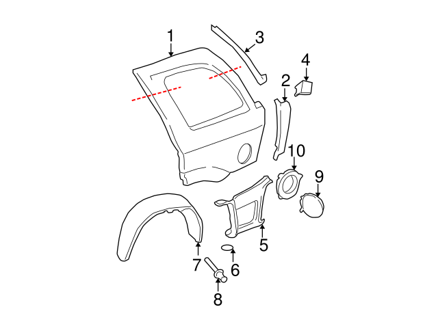 2002-2009 GM Passenger Side Body Side Outer Panel 15077883 ...