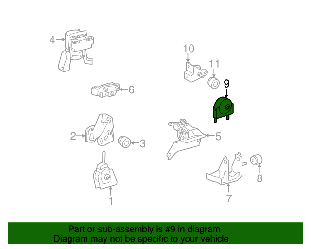 2009-2013 Toyota Matrix Rear Mount 12371-0H090 | Toyota Parts Center