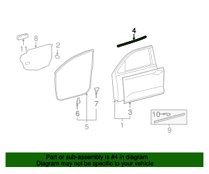 2007-2017 Toyota Tundra Door Window Belt Weatherstrip (Right, Front ...