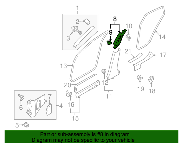 76914-1BA0A - Door Pillar Post Trim Set 2008-2017 Infiniti ...