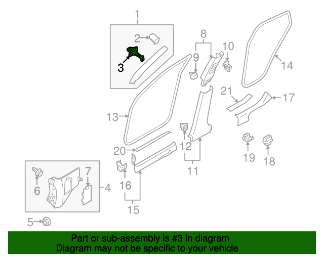76988-JF00A (76988jf00a) - 2008-2017 Infiniti Windshield Pillar Trim ...