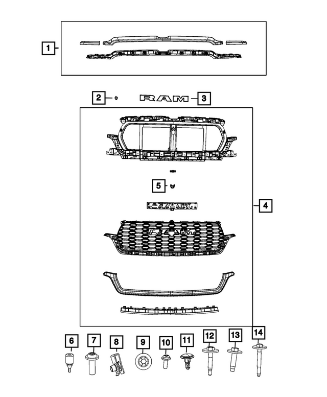 2025 Ram 1500 Complete Grille Kit 68668833AA | My Mopar Parts