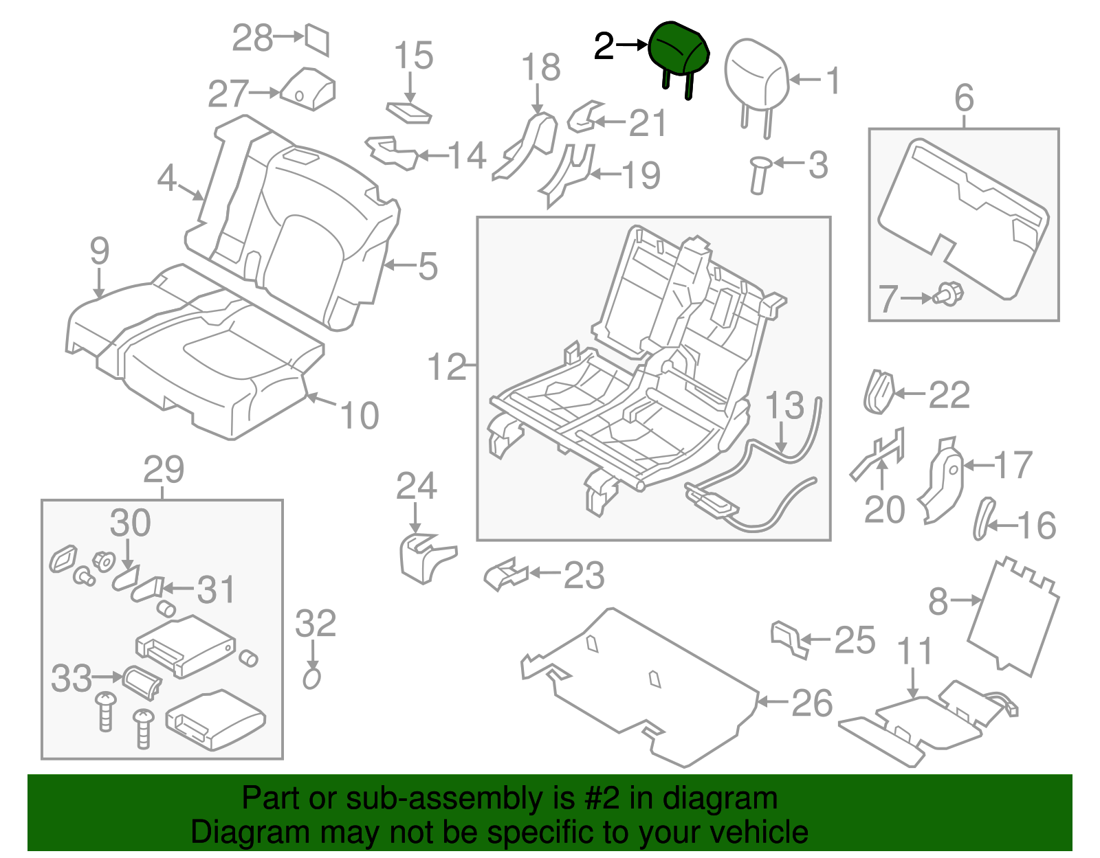 2021-2022 Nissan Armada Headrest, Center 86460-6JL0B | My Nissan Part