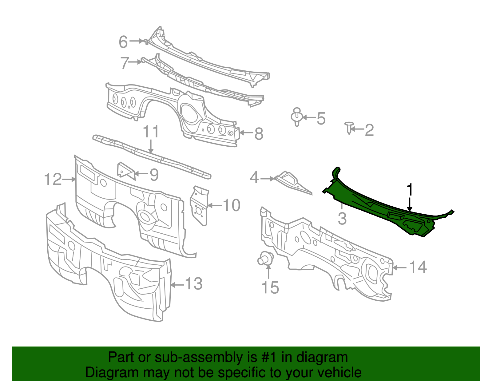2005-2010 Mopar Cowl Grille 04805834AD | Mopar Parts Canada