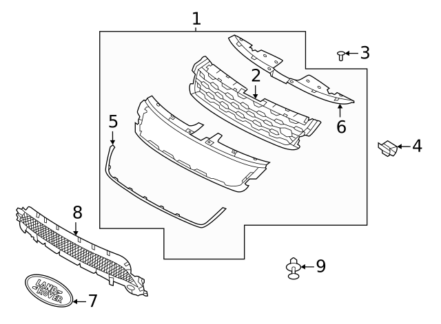 LR134491 - Grille Assembly 2020-2021 Land Rover Range Rover Evoque ...