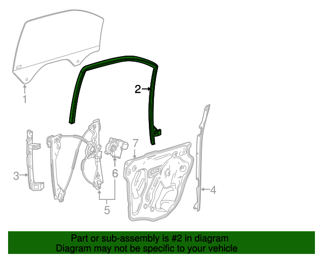 2015-2021 GM Passenger Side Front Door Window Channel 52031111 ...