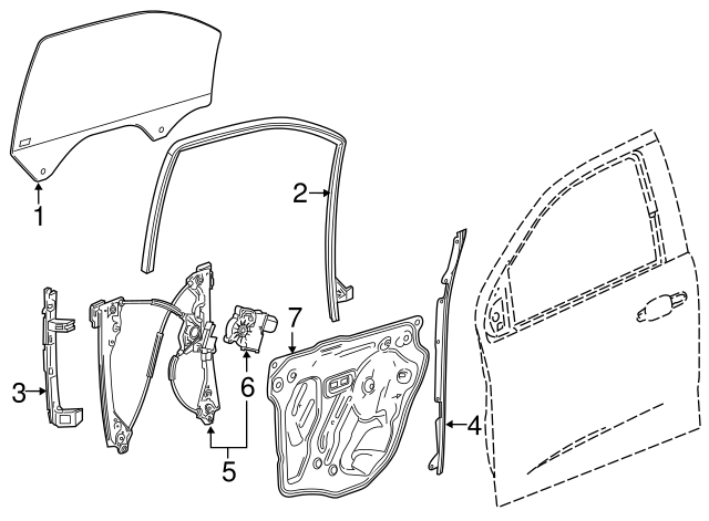2015-2021 GM Driver Side Front Door Front Auxiliary Weatherstrip ...