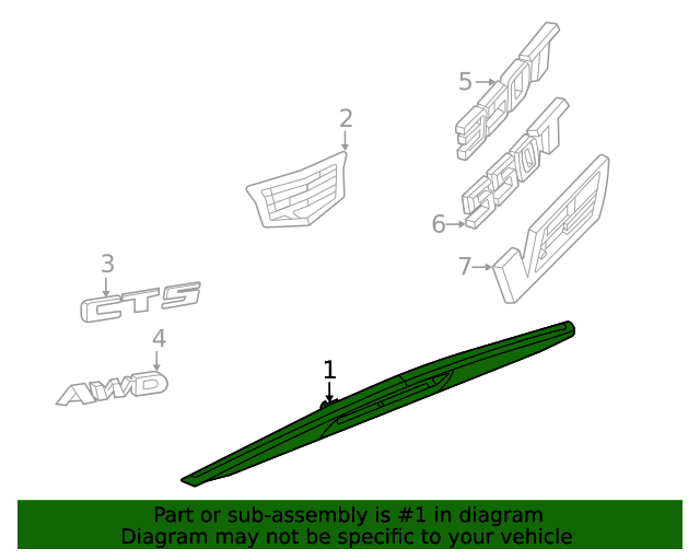 2020-2024 Cadillac CT5 Black Rear Closure Center Applique 84769106 GM ...