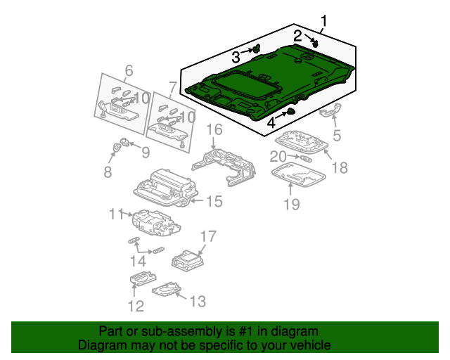 OEM 2003-2007 Honda Accord Lining Assembly, Roof *YR239L* (Sunroof ...