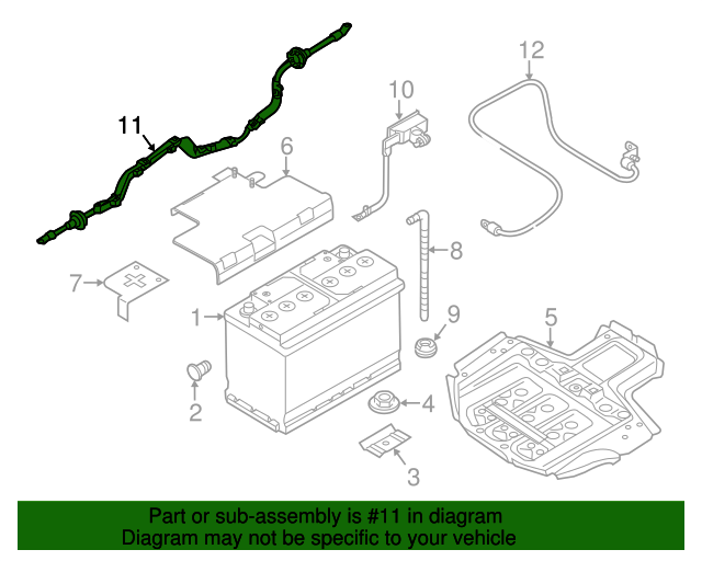 8R0-971-225-A - Positive Cable 2009-2014 Audi | Audi OEM Parts