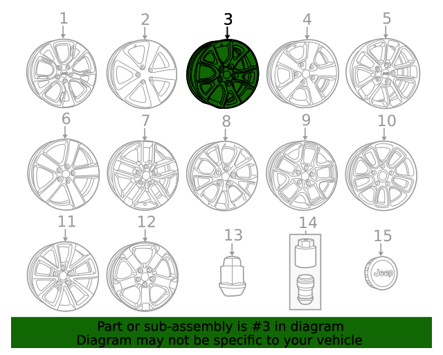 2017 Jeep Grand Cherokee Wheel, Alloy 5XJ101XFAA | TascaParts.com
