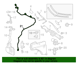 166-860-09-92 - Windshield Washer Hose 2012-2019 Mercedes-Benz ...