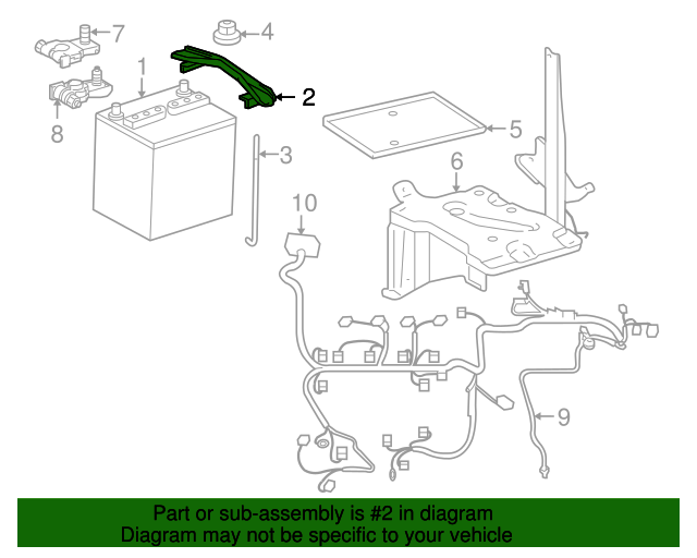 74404-52080 - Battery Hold Down Frame - 2007-2014 Toyota | OEM Genuine ...