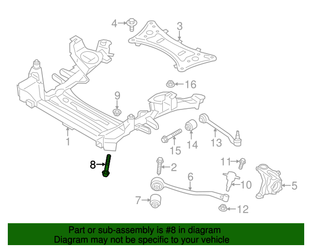 33306785433 - 2009-2018 BMW Ft Lower Control Arm Bolt (33-30-6-785-433 ...