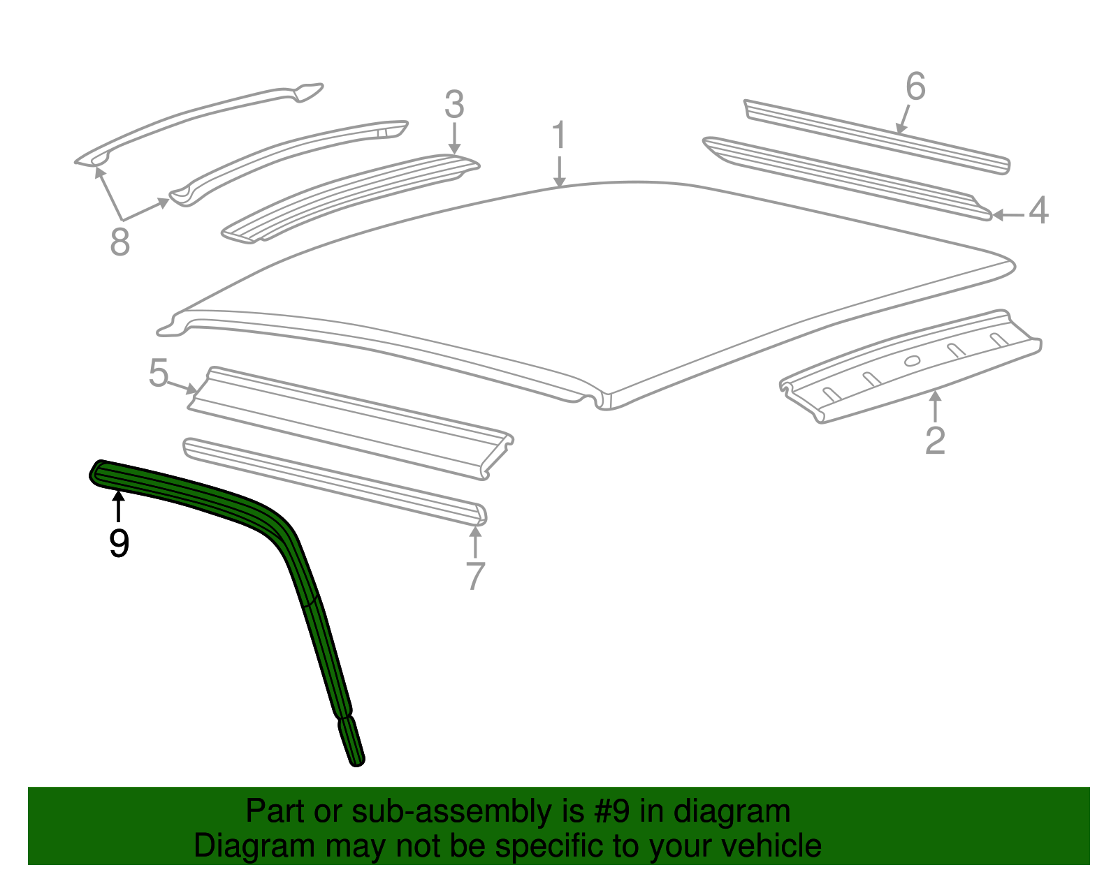 9C3Z-2851222-A - Roof Panel Weatherstrip 1999-2016 Ford | AutoNation Parts