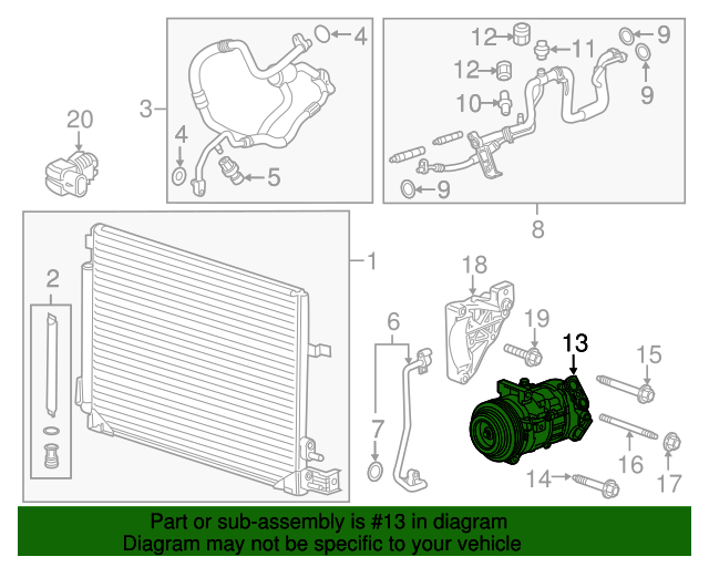 (Replaces 86801139) Air Conditioning Compressor 85652353 GM ...