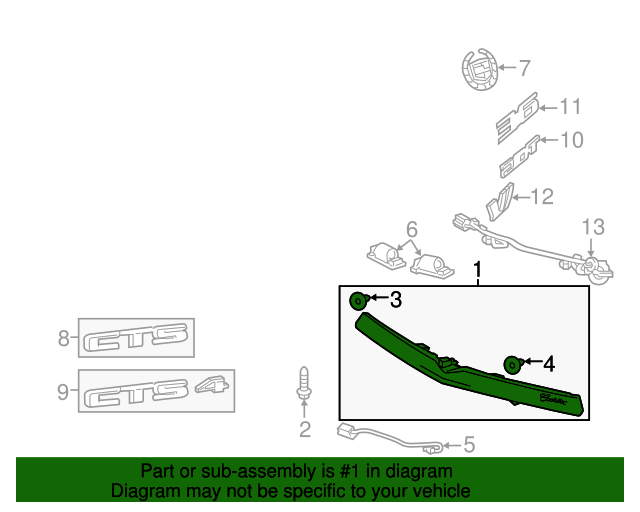2014-2017 Cadillac CTS Galvano Silver Deck Lid Center Applique 22912161 ...