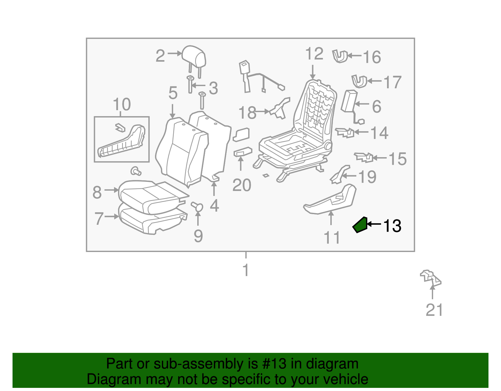 72526-0C030-E0 - Recline Handle - 2007-2013 Toyota Tundra | Toyota ...