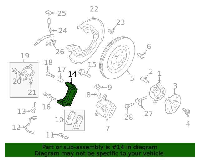 2020-2024 Porsche Macan Disc Brake Caliper Bracket 95B-615-425-H ...