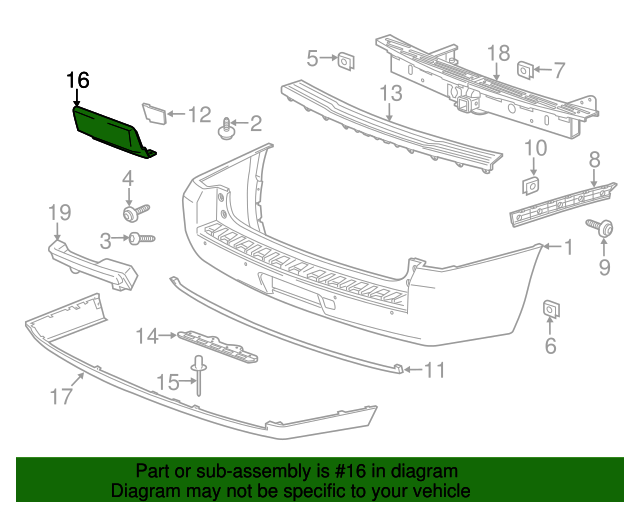 2015-2020 Cadillac OEM NEW 2015-18 GM Cadillac Escalade Rear Bumper ...