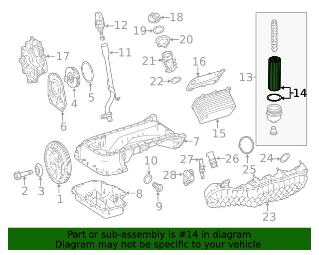 176-180-08-00 - Engine Oil Filter Element 2016-2023 Mercedes-Benz ...