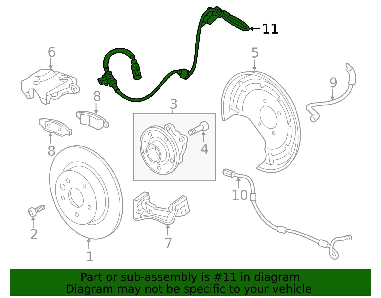 2020-2025 Buick Encore GX Front Passenger Side Disc Brake Pad Wear ...