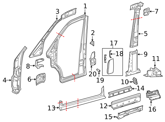 9106102200 - Inner Pillar 2019-2021 Mercedes-Benz | Mercedes-Benz USA Parts