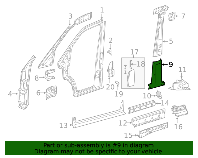9106102200 - Inner Pillar 2019-2021 Mercedes-Benz | Mercedes-Benz USA Parts