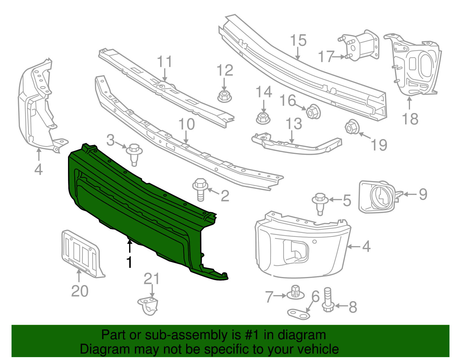 2016-2021 Toyota Tundra Bumper Face Bar (Front) 53911-0C090 | OEM Parts ...