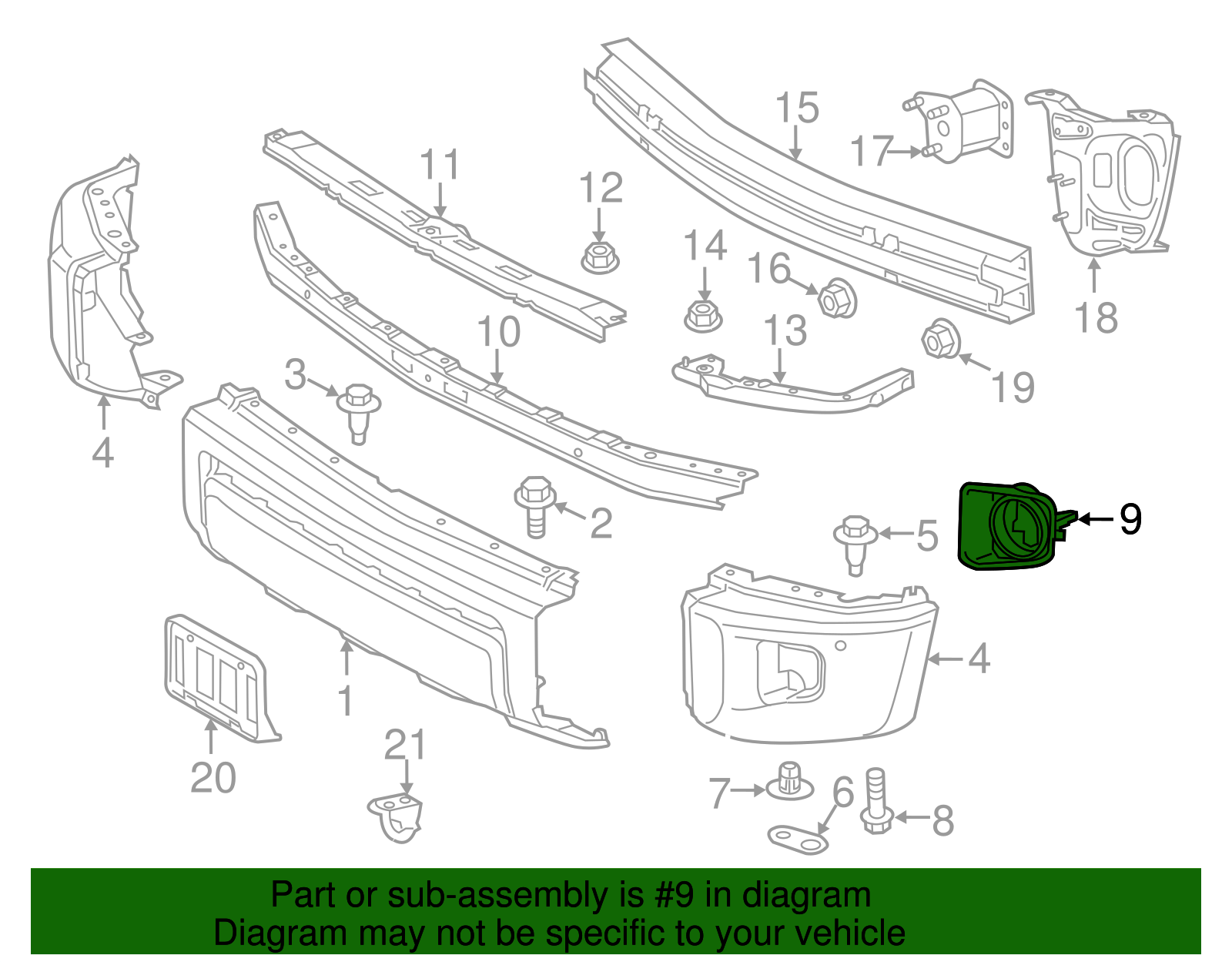 2014-2021 Toyota Tundra Fog Light Trim (Left, Front) 52128-0C070 ...