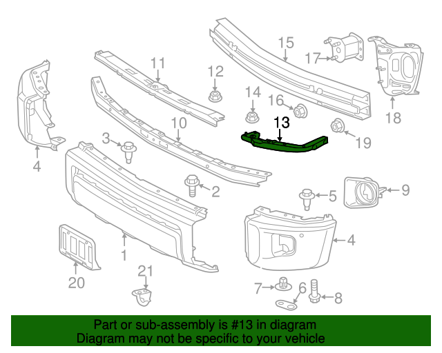 2014-2021 Toyota Tundra Bumper Cover Bracket (Left, Front) 52538-0C030 ...