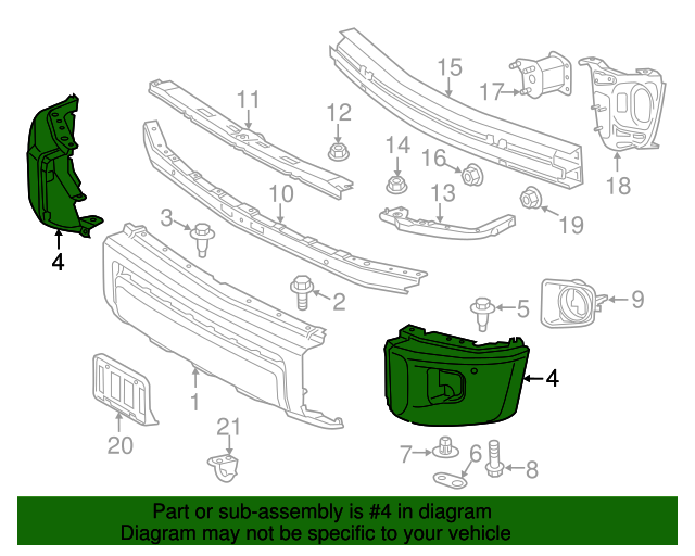 52112-0C040 - Bumper End Cap (Right, Front) - 2014-2021 Toyota Tundra ...