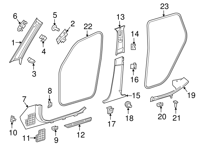 253-690-45-00-9F93 - Upper Center Pillar Trim 2017-2020 Mercedes-Benz ...