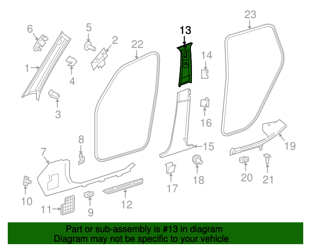 253-690-45-00-9F93 - Upper Center Pillar Trim 2017-2020 Mercedes-Benz ...