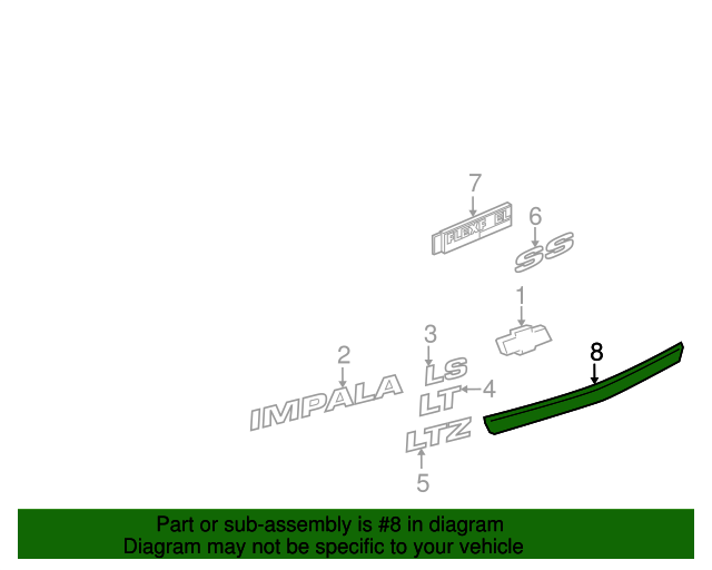 2006-2016 Chevrolet Primed Rear Compartment Lid Applique 19179925 ...