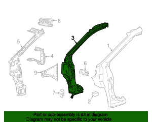2016-2022 Lexus Body A-Pillar Reinforcement 61108-0E906 ...