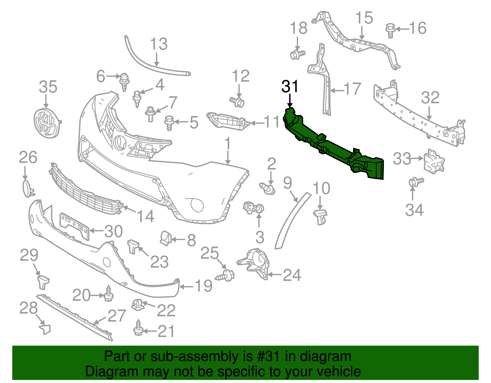 2013-2015 Toyota RAV4 Bumper Impact Absorber 52614-0R030 | Toyota Parts ...