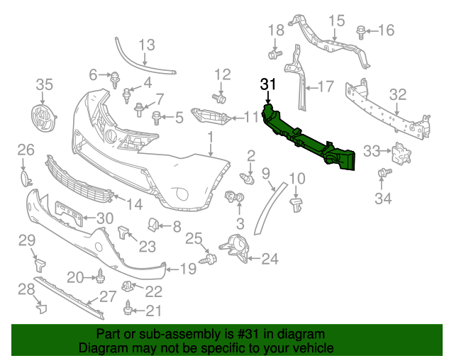 2013-2015 Toyota RAV4 Bumper Impact Absorber 52614-0R030 | Toyota Parts ...