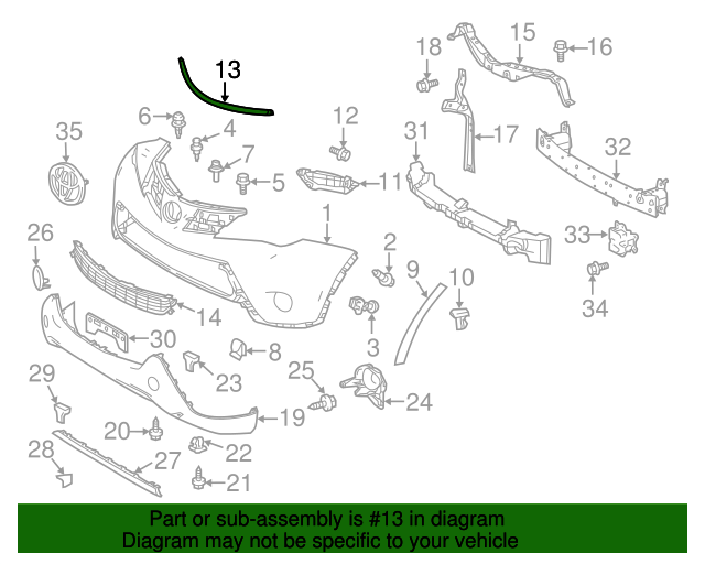 2013-2015 Toyota RAV4 Bumper Seal 53395-0R030 | OEM Parts Online