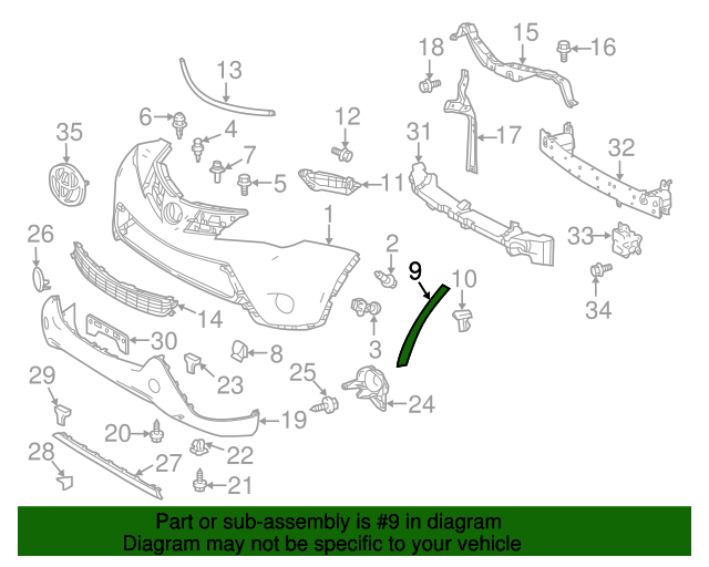 2013-2015 Toyota RAV4 Bumper Trim (Right, Front) 52112-0R030 | Toyota ...