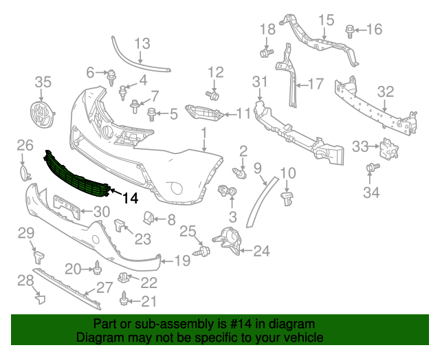 2013-2015 Toyota RAV4 Lower Grille 53112-0R030 | Toyota Parts Center
