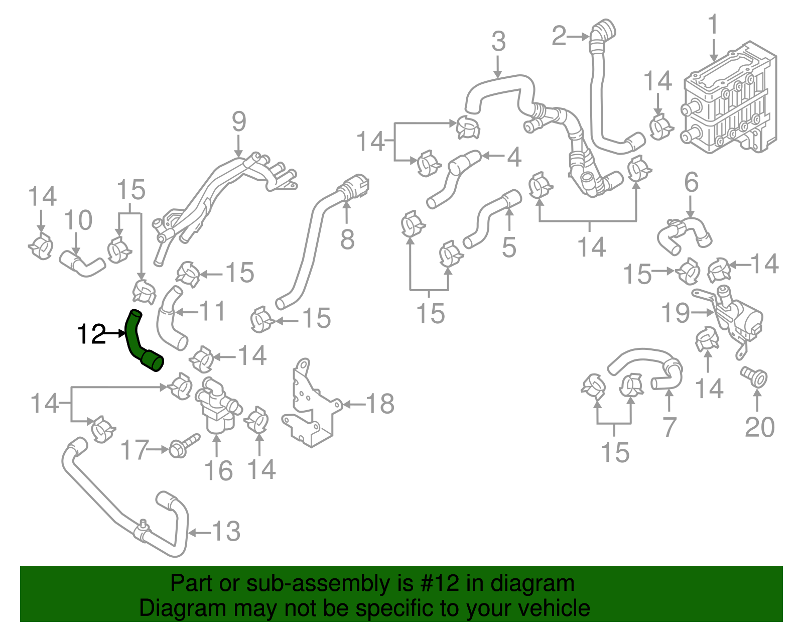 5Q0-121-073-M - Engine Coolant Hose 2016-2018 Audi A3 Sportback e-tron ...