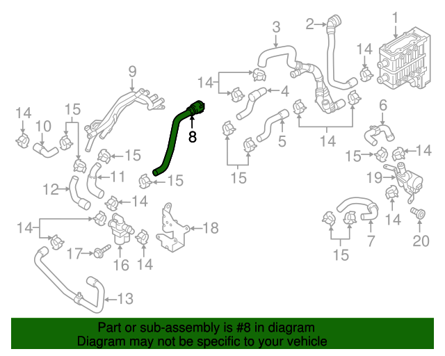 5Q0-122-073-BT - Water Hose 2016-2018 Audi A3 Sportback e-tron | Audi ...