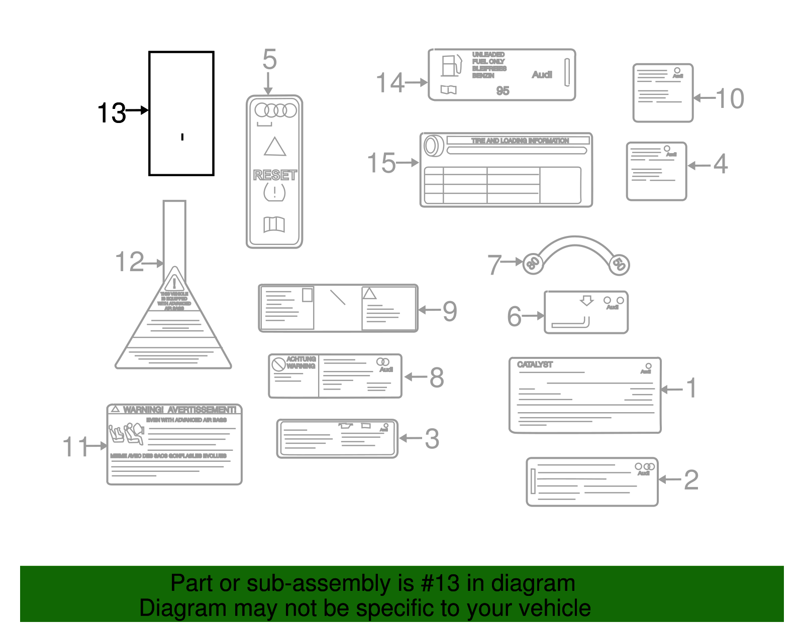 2000-2025 Audi Air Bag Label 5G0-010-029-J | Audi OEM Parts Guy