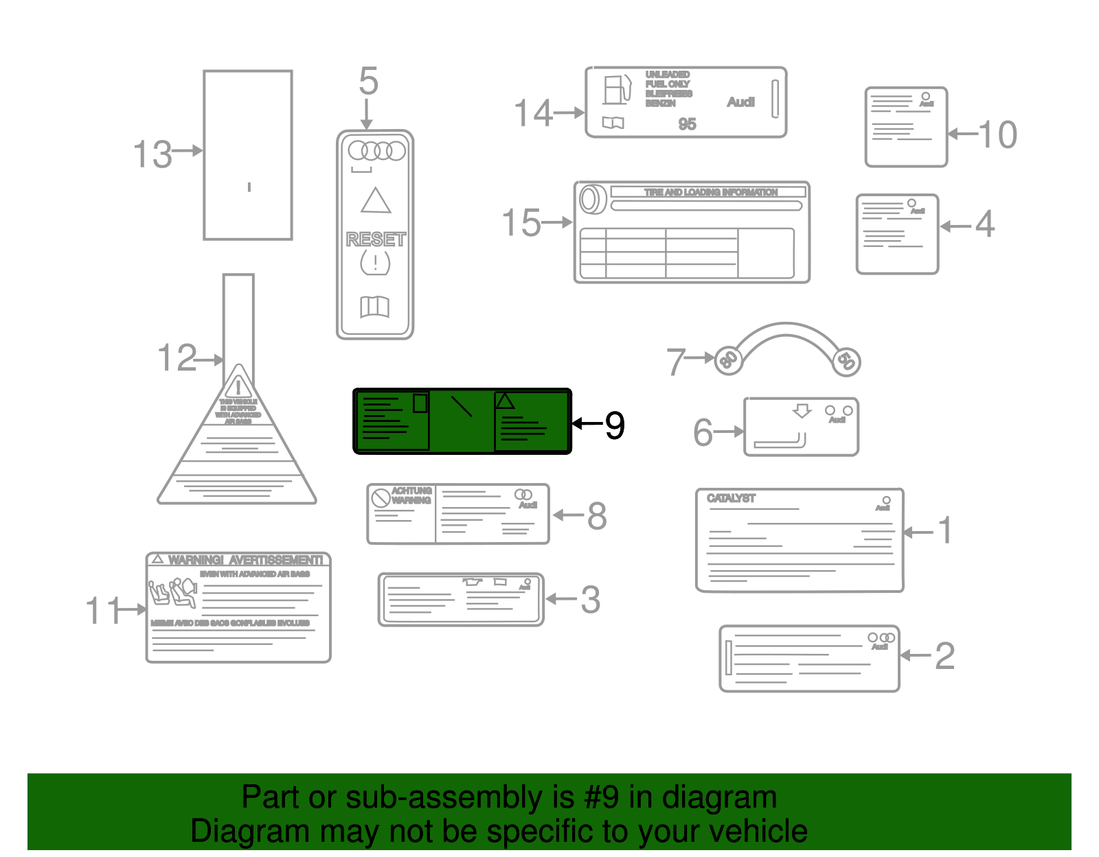 2008-2025 Audi Caution Label 8K0-010-520-A | TascaParts.com