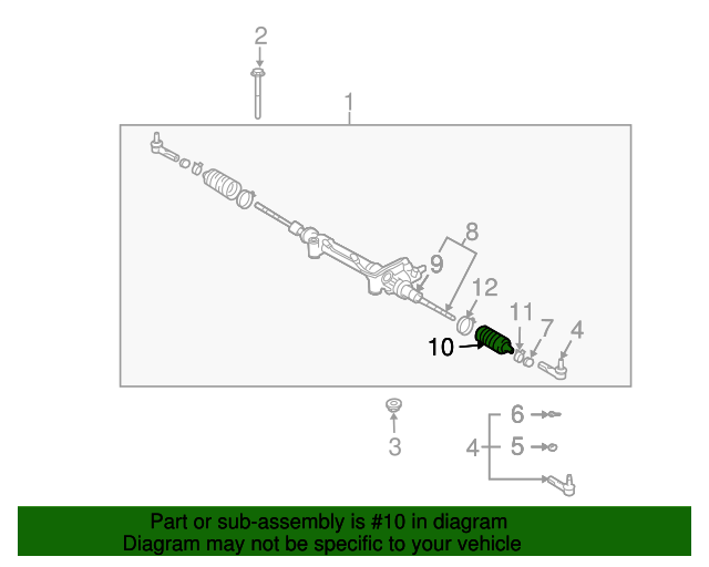 45535-26030 - Rack and Pinion Bellows 2003-2009 Lexus GX470 ...
