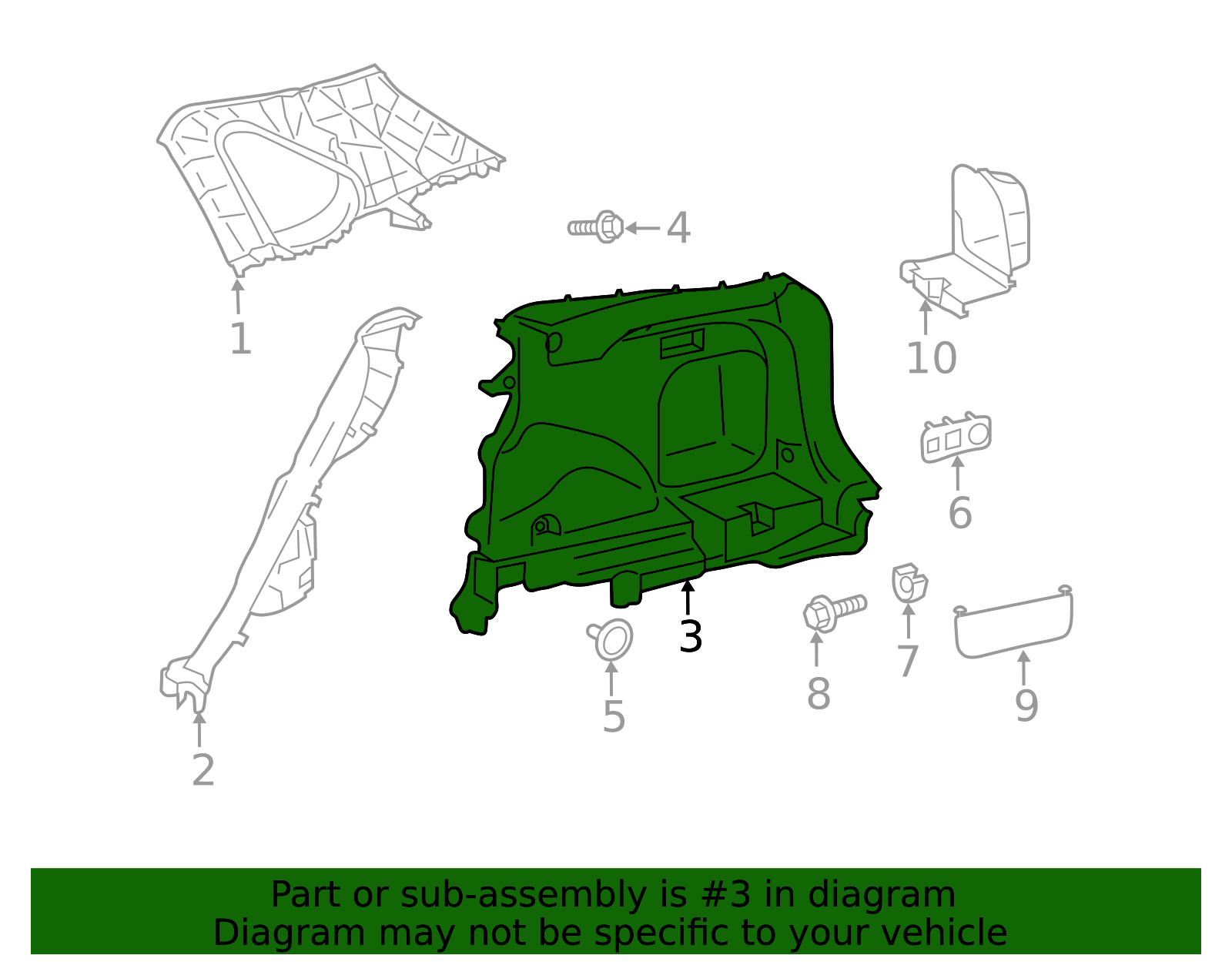 Genuine Toyota Lower Quarter Trim part# 64730-0R210-C0 for 2019-2024 ...