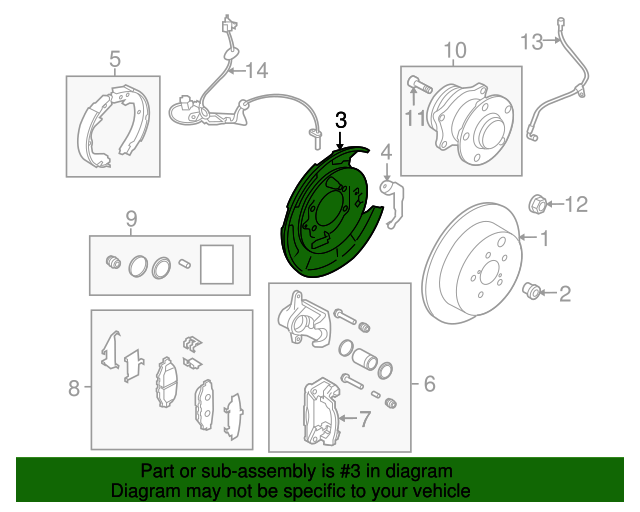 2010-2014 Subaru Backing Plate For Brake, Rear Passengers Side ...
